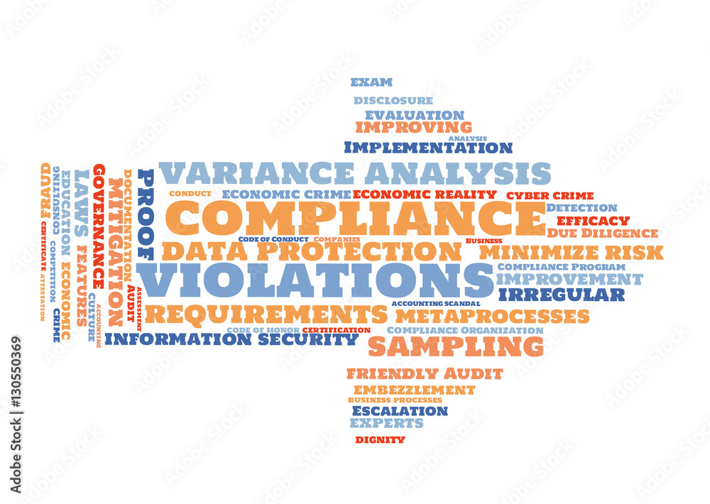 compliance word cloud shaped as a arrow to the right Stock Illustration ...
