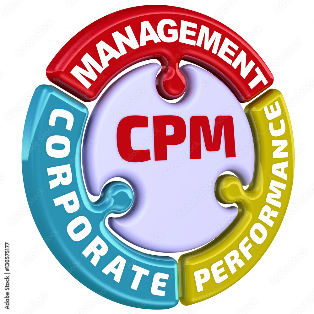 CPM. Corporate performance management. The check mark in the form of a ...