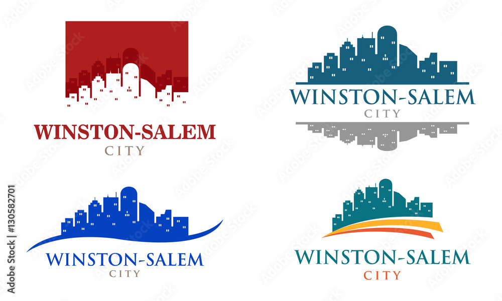 Winston Salem City Carolina Landscape Skyline Logo Illustration Stock ...