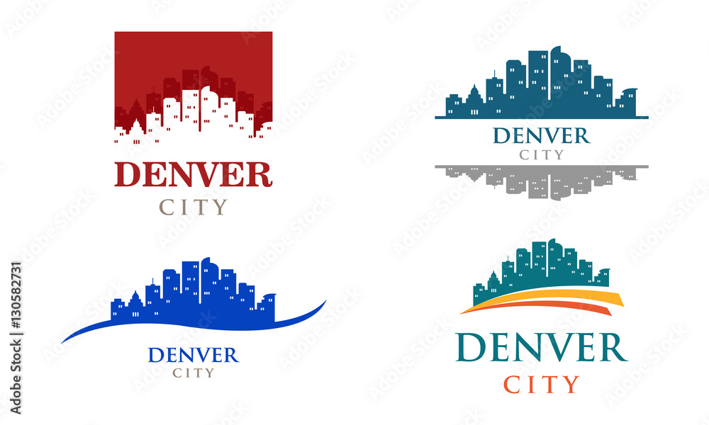 Denver City Colorado Cityscape Landscape Panorama Logo Illustration ...