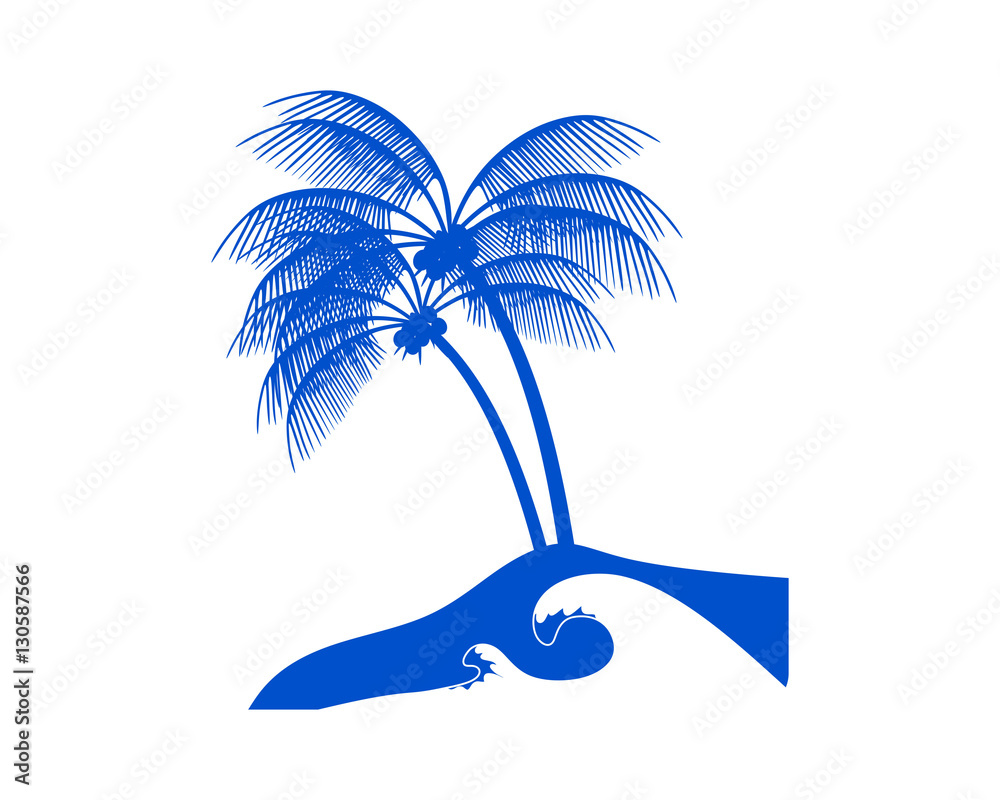 blue coconut tree silhouette Stock Vector | Adobe Stock