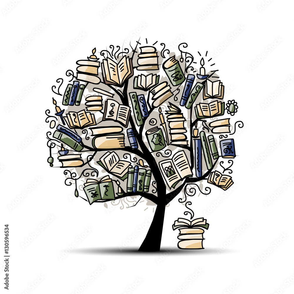 Book tree, sketch for your design Stock Vector | Adobe Stock