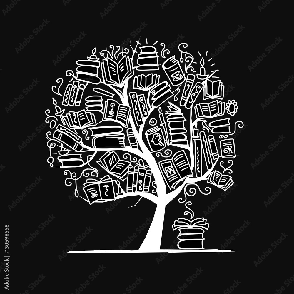 Book tree, sketch for your design Stock Vector | Adobe Stock