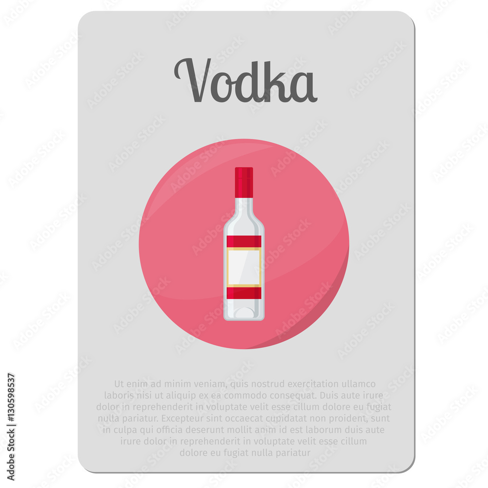 Vodka alcohol. Sticker with bottle and description vector illustration ...