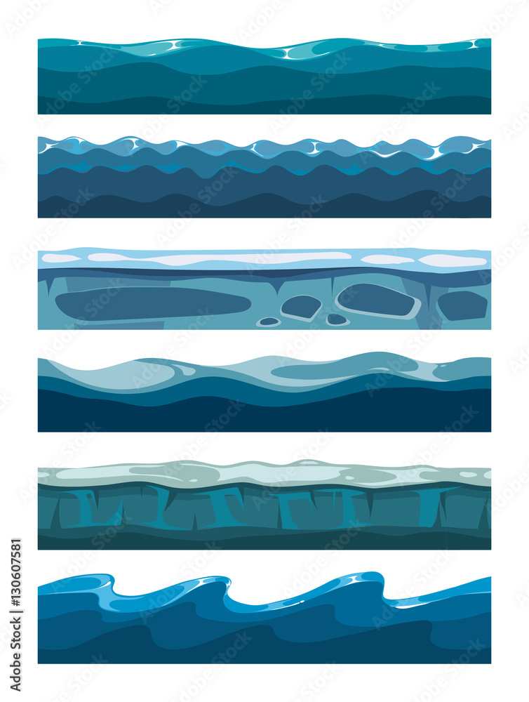 Set of sea backgrounds for mobile games apps Stock Vector | Adobe Stock