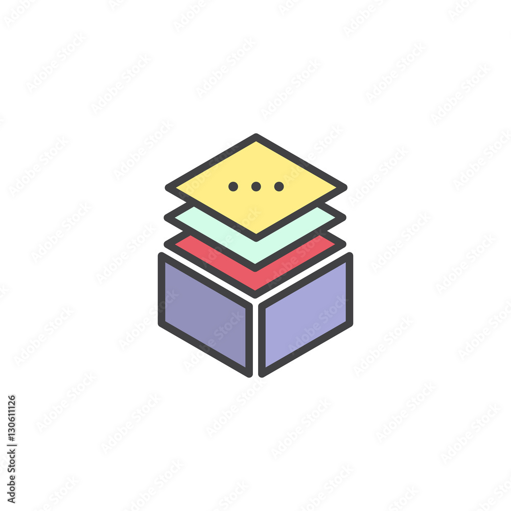 Vector Simple Icon Style Illustration Layered Stacks Showing Working ...