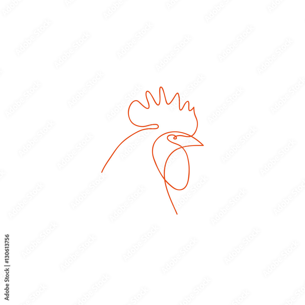 One line rooster design silhouette.Hand drawn minimalism style vector ...