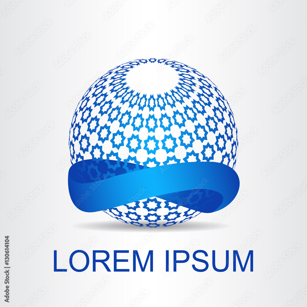 Stylized spherical surface with shapes of stars. Template for logo ...