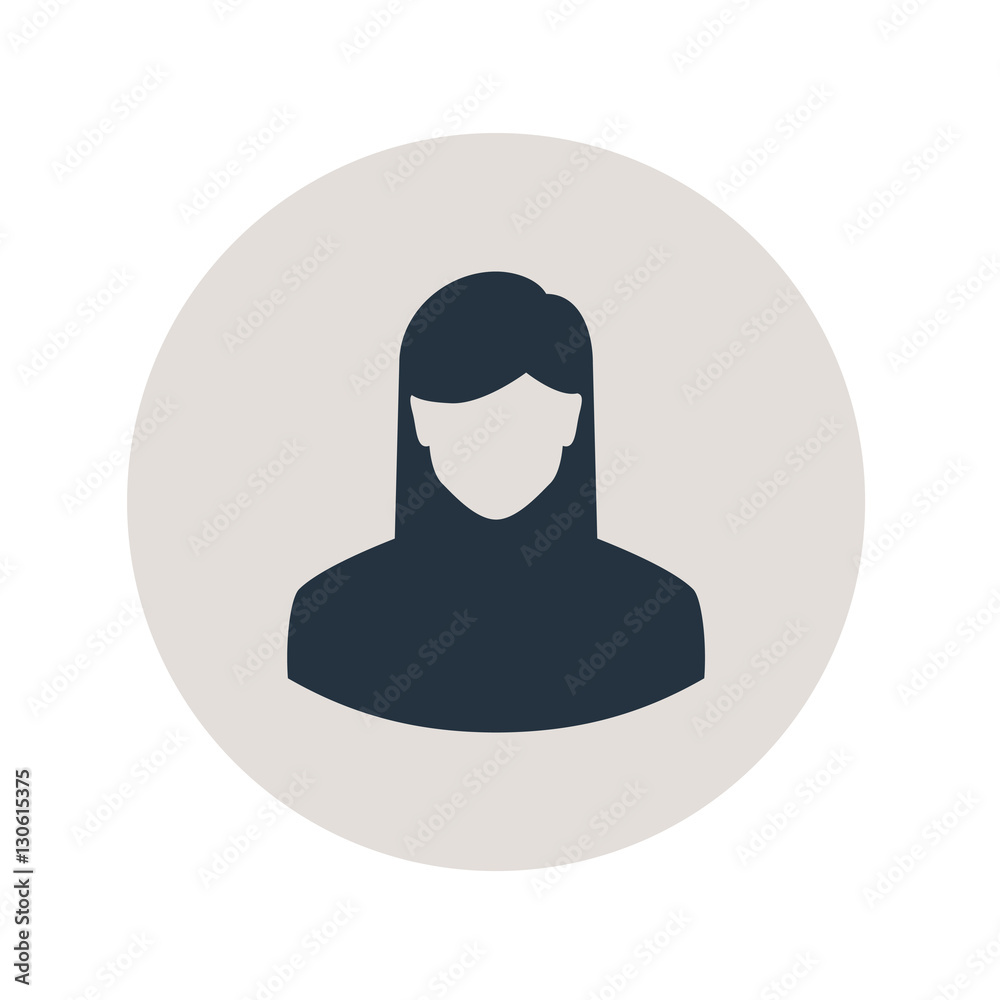 Icono plano silueta mujer en circulo gris Stock Vector | Adobe Stock