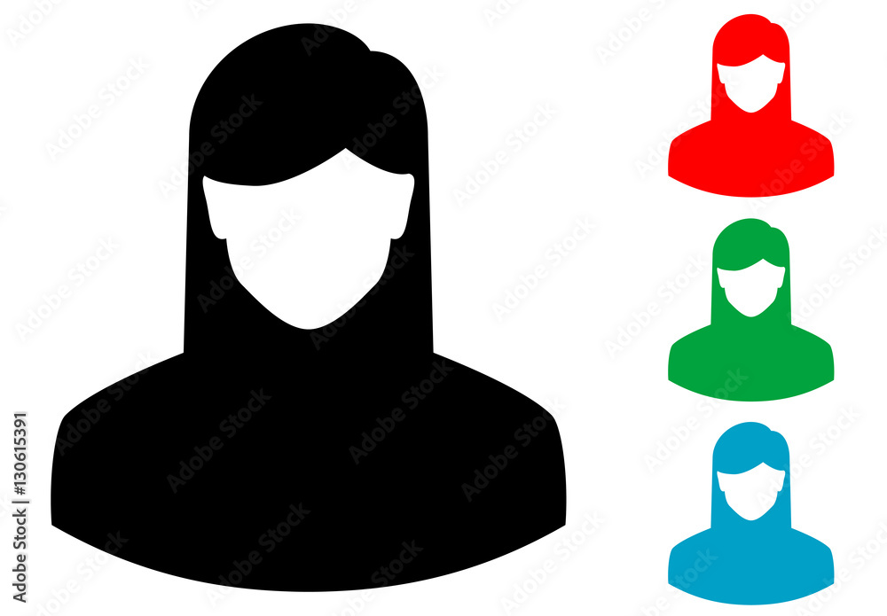 Vecteur Stock Icono Plano Silueta Mujer Varios Colores Adobe Stock