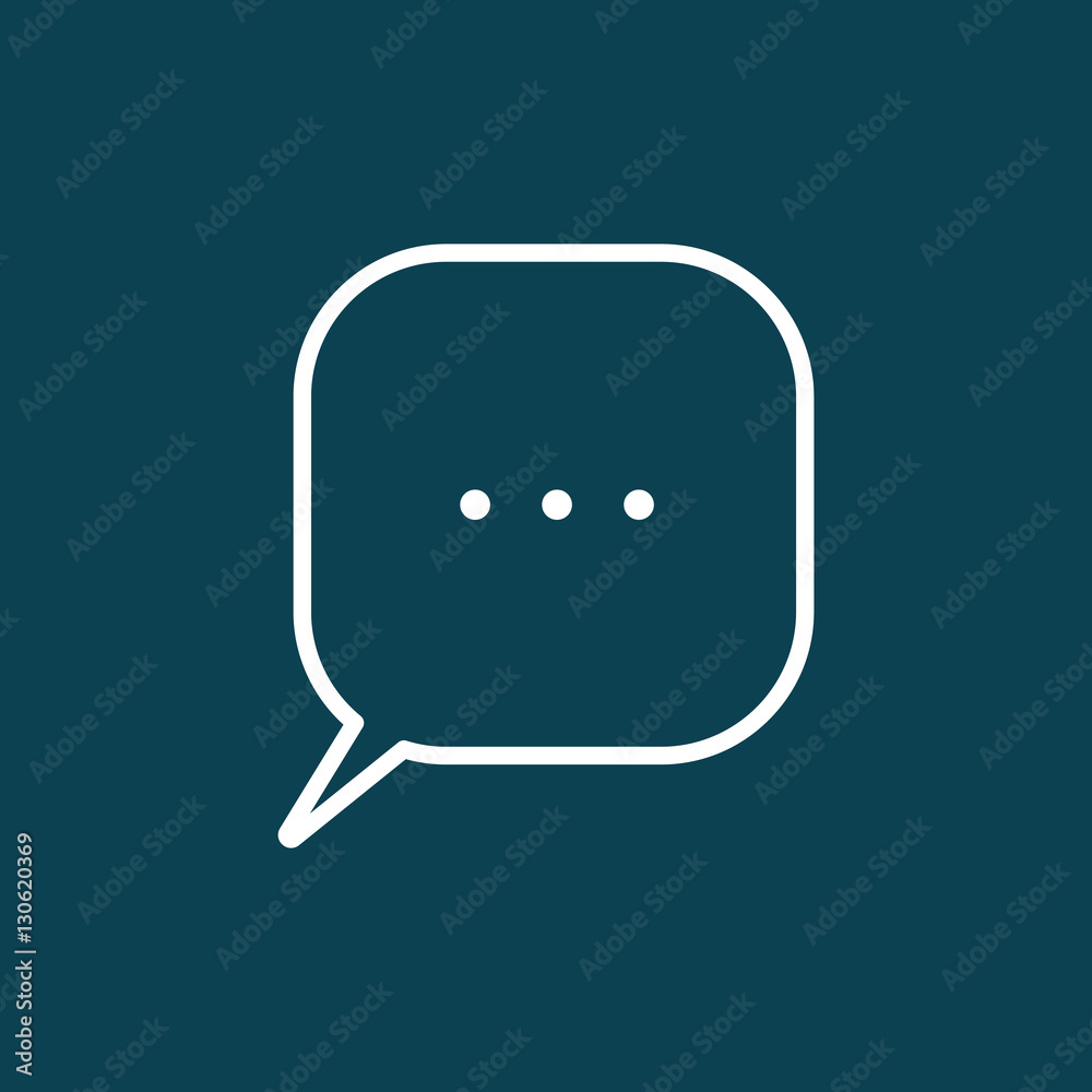 thin line speech, bubble, dialog box icon on blue background Stock ...