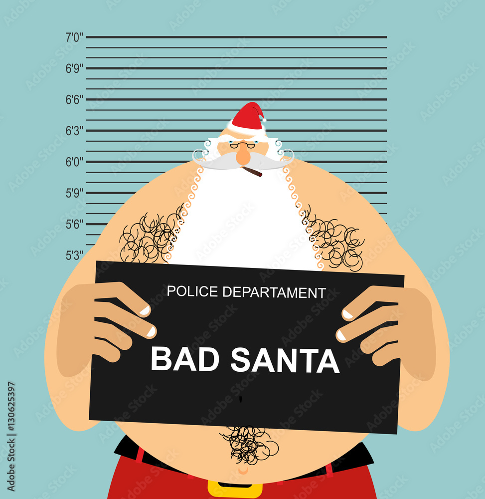 Mugshot Santa in police. Bad Claus criminal. Naughty Santa with Stock ...