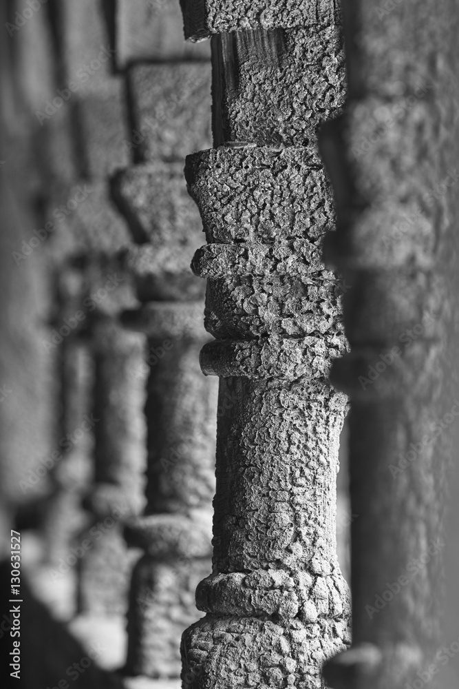 Norwegian ancient wooden columns detail. Borgund stave church. N Stock ...