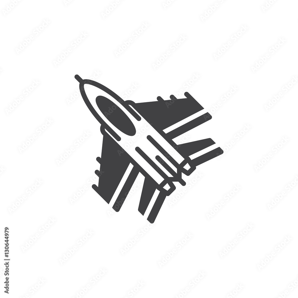Jet fighter aircraft icon vector, filled flat sign, solid pictogram ...
