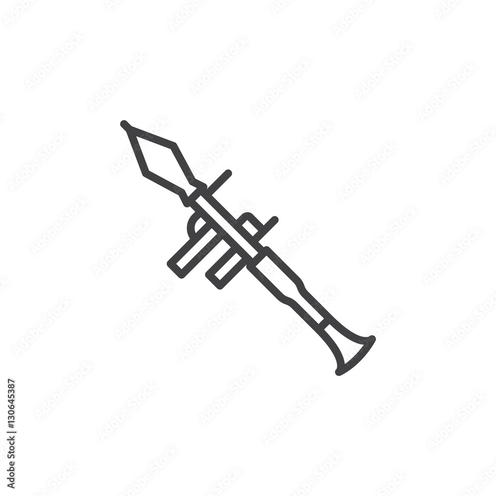 Rocket propelled grenade launcher, RPG line icon, outline vector sign ...