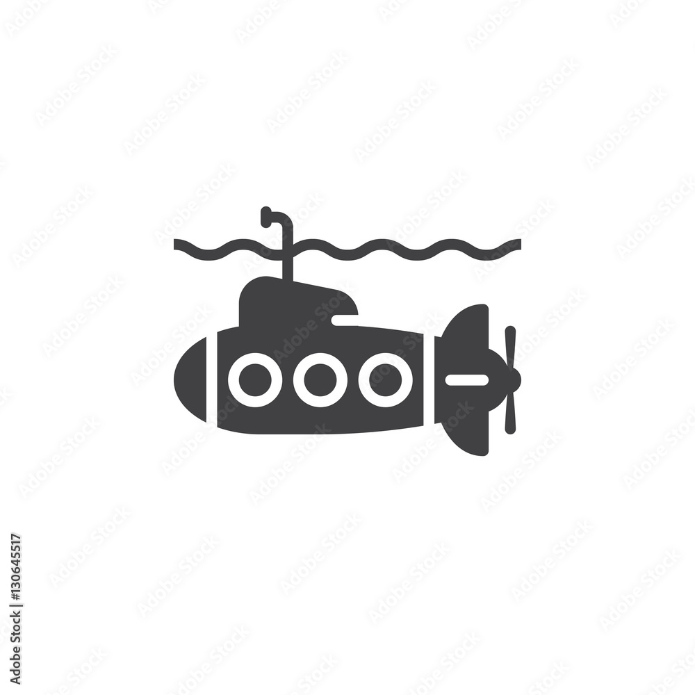 Submarine icon vector, filled flat sign, solid pictogram isolated on ...