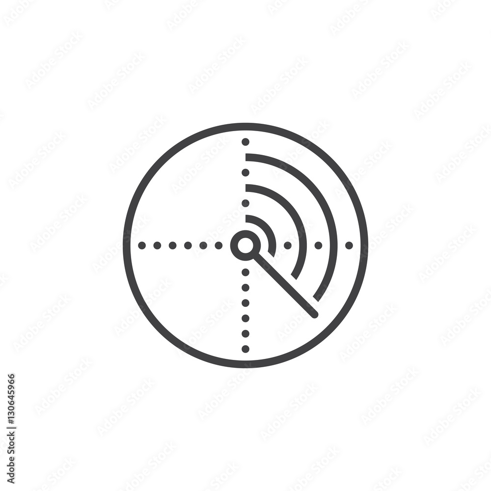 Radar line icon, outline vector sign, linear pictogram isolated on ...