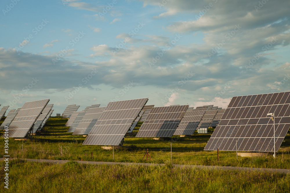 Solar panels in the landscape Stock Photo | Adobe Stock