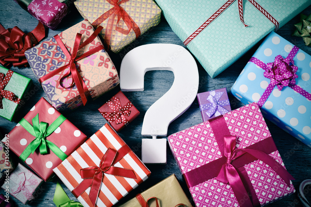 gifts and question mark Stock Photo | Adobe Stock
