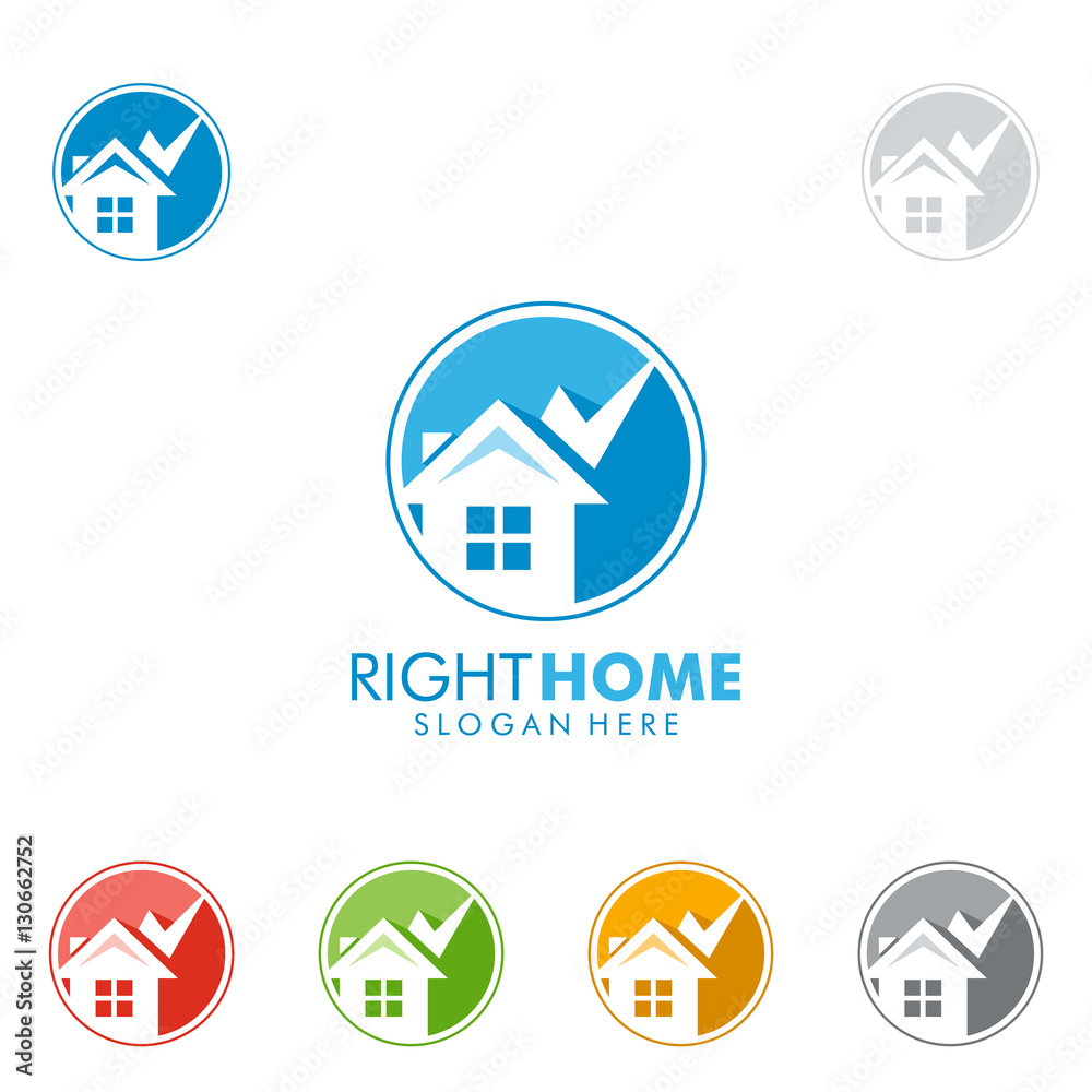Real estate vector logo design with home and check represented good ...