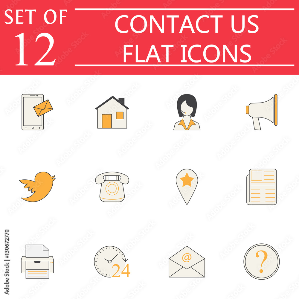 Contact Us solid pictograms package, web and mobile app symbols ...