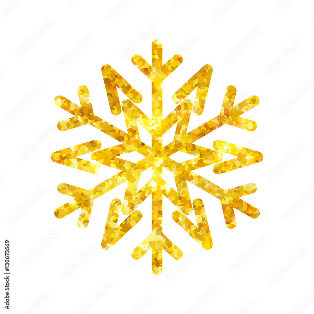 Gold Christmas snowflake icon. Golden fire silhouette snow flake sign ...