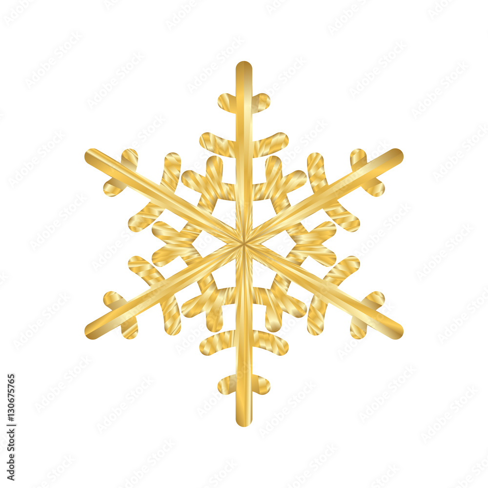 Gold Christmas snowflake icon. Golden silhouette snow flake sign ...