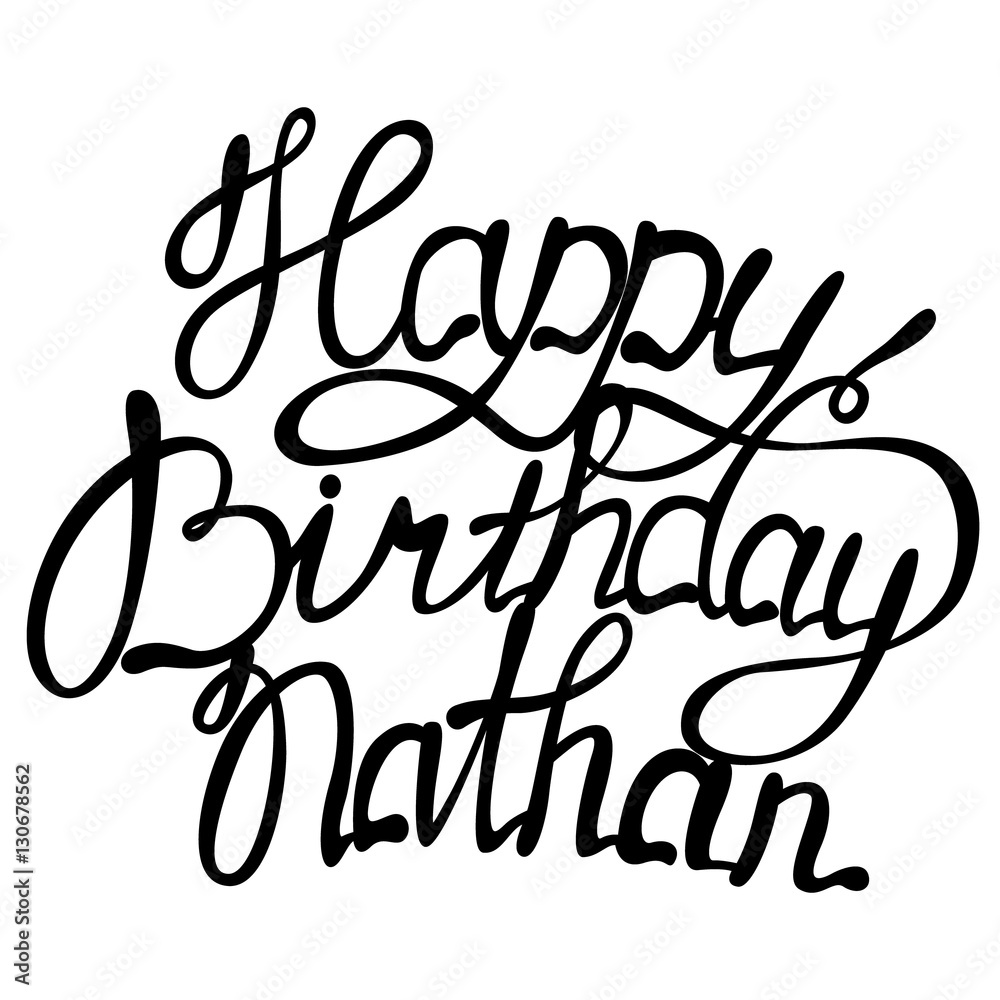 Happy birthday Nathan name lettering Stock Vector | Adobe Stock