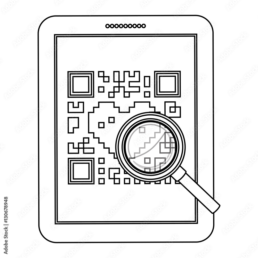 Qr code and tablet icon. Scan technology information price and digital ...