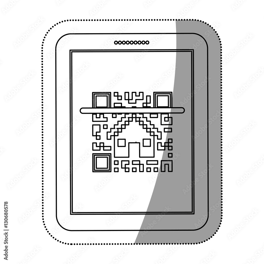 Qr code and tablet icon. Scan technology information price and digital ...