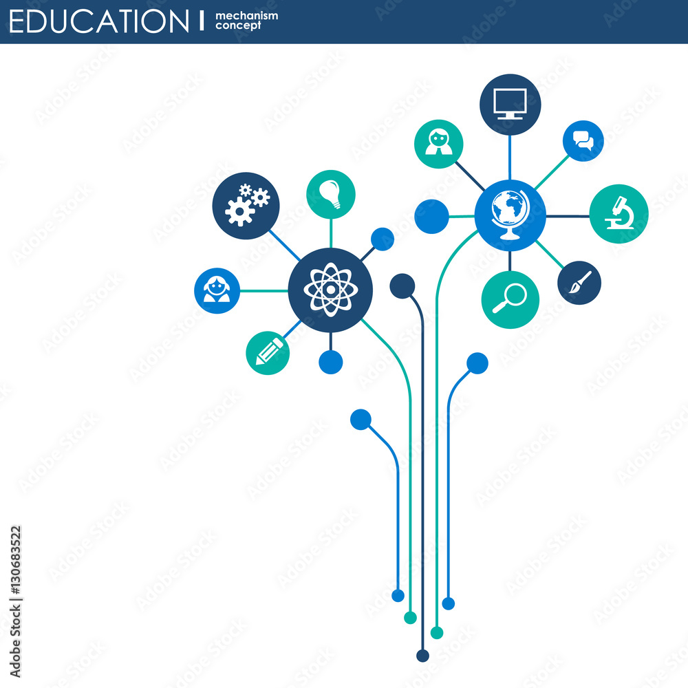 Education network. Hexagon abstract background with lines, polygons ...