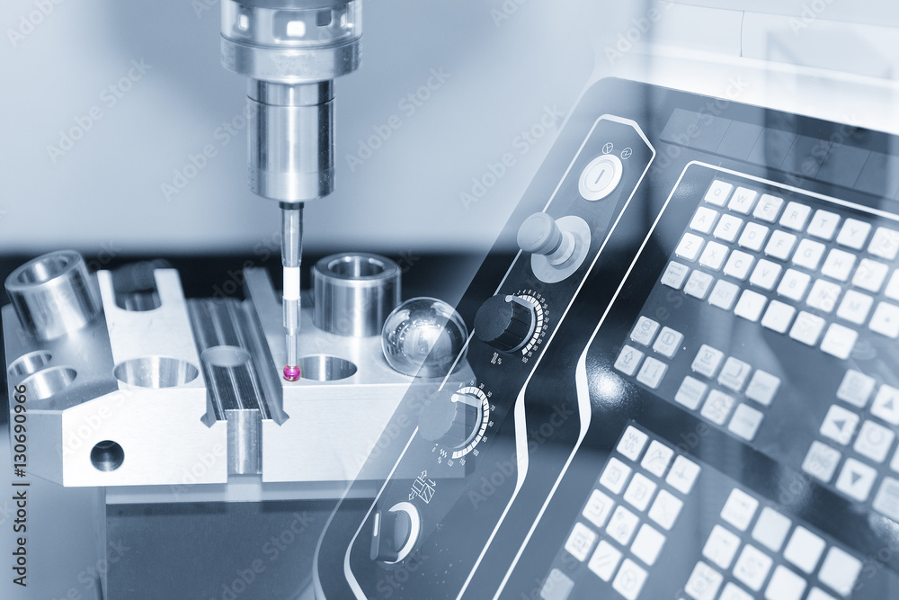 Abstract scene of the Coordinate Measuring Machine (CMM) while measure ...