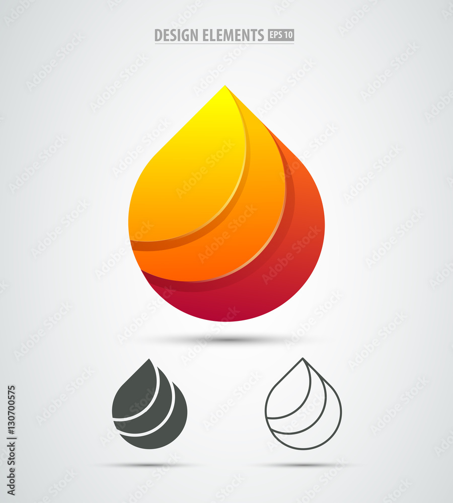 Vector abstract 3d drop logo design elements. Origami. Corporate ...