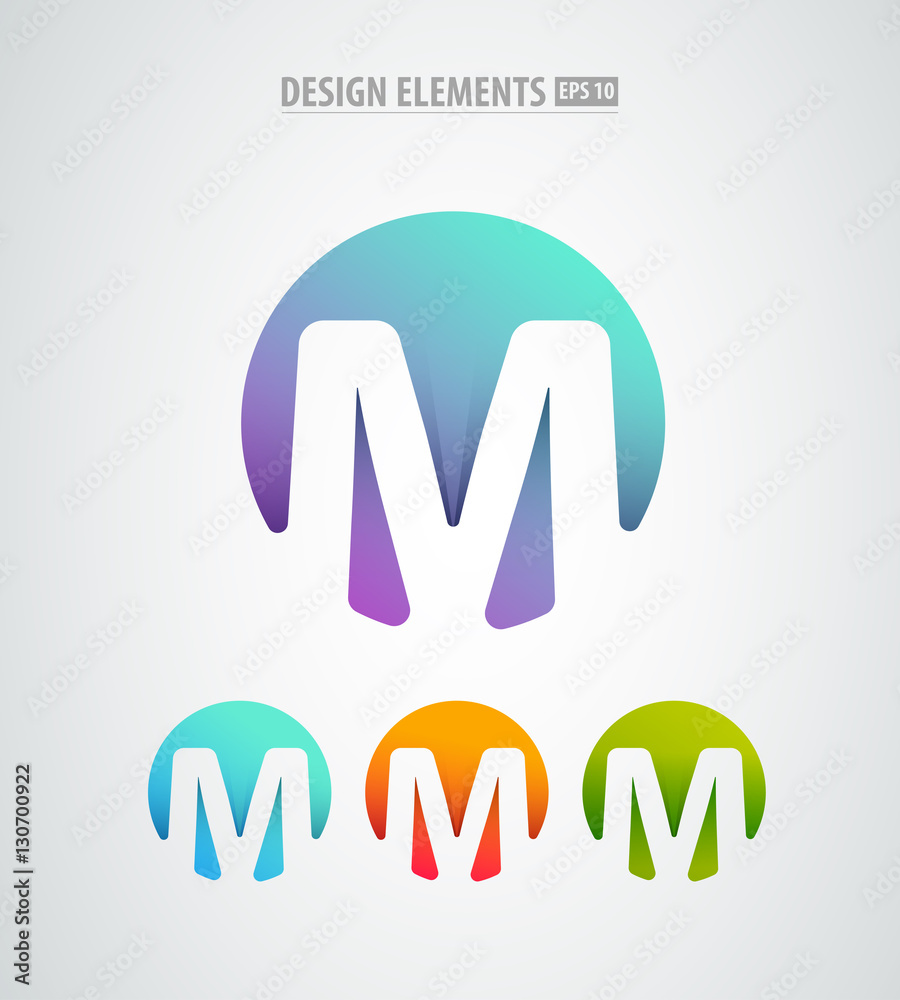 Abstract vector colorful letter m design for company visual identity ...