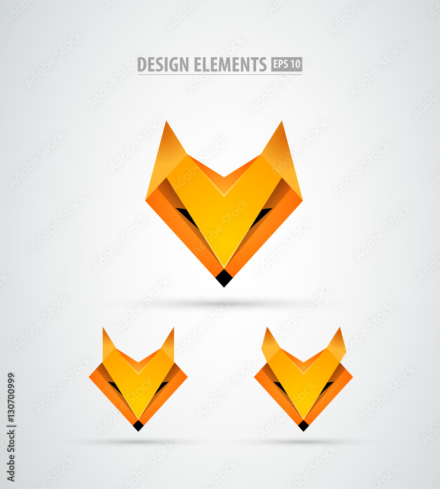 Vector origami fox logo icon Stock Vector | Adobe Stock