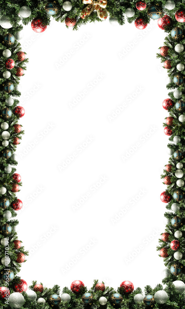 Christmas border and frame graphic with ornaments Stock Photo | Adobe Stock