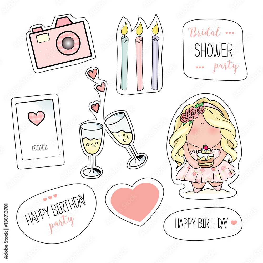 girl party invitation or congratulation cards Stock Vector | Adobe Stock