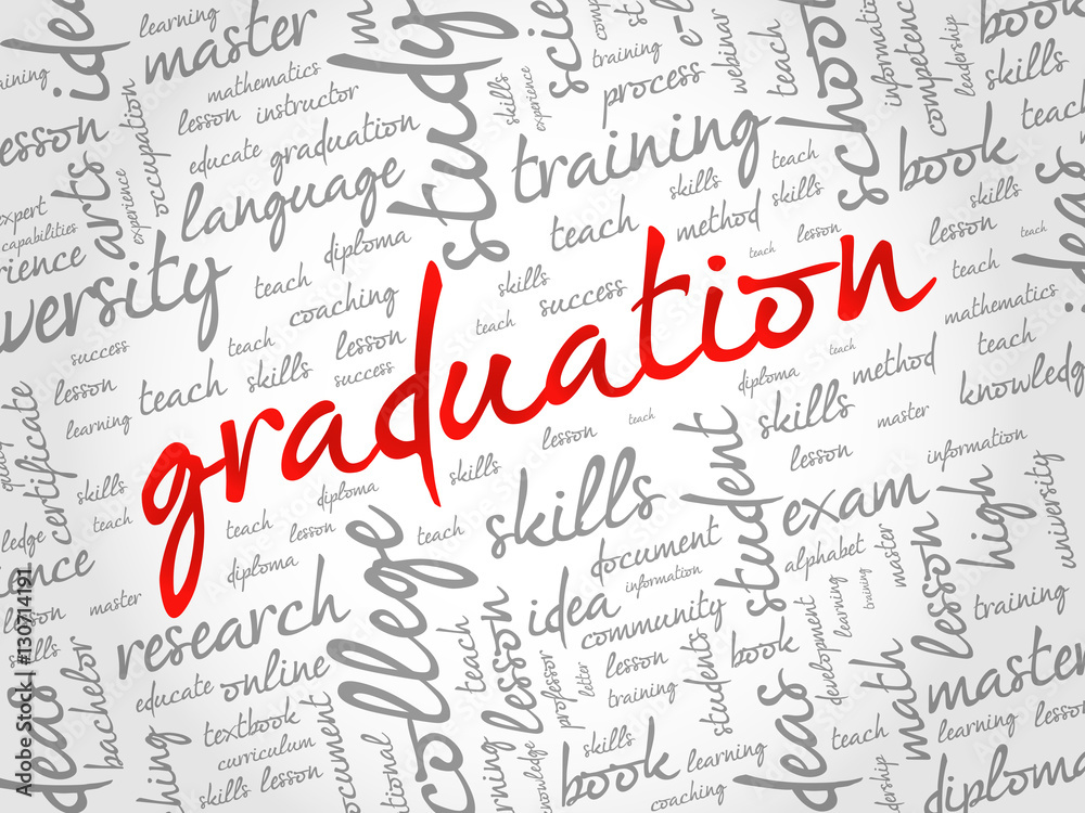 GRADUATION word cloud collage, education concept background Stock ...