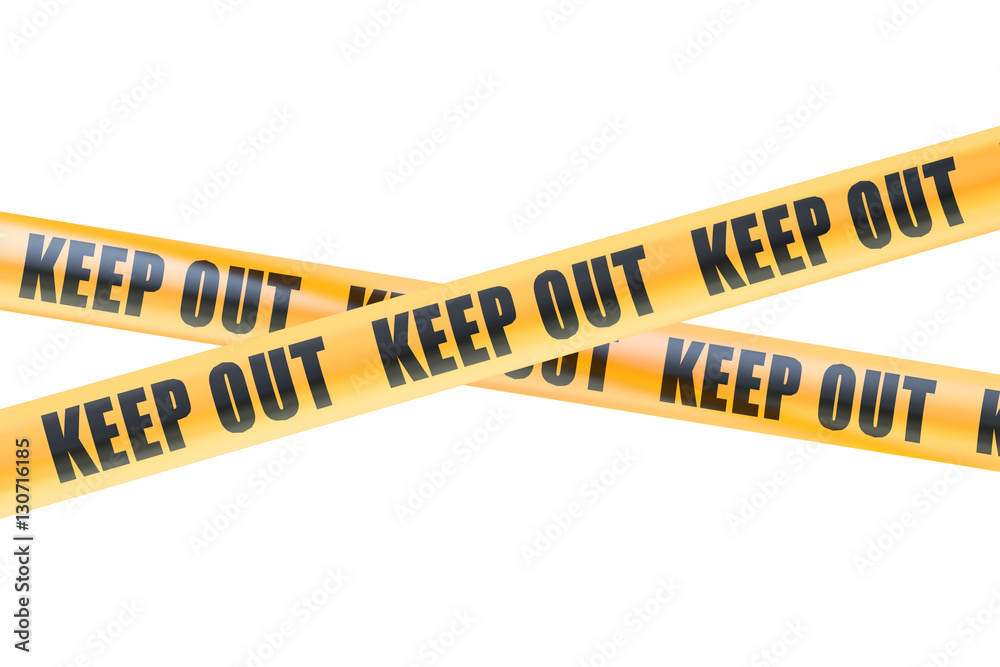 Keep Out Caution Barrier Tapes, 3D rendering Stock Illustration | Adobe ...
