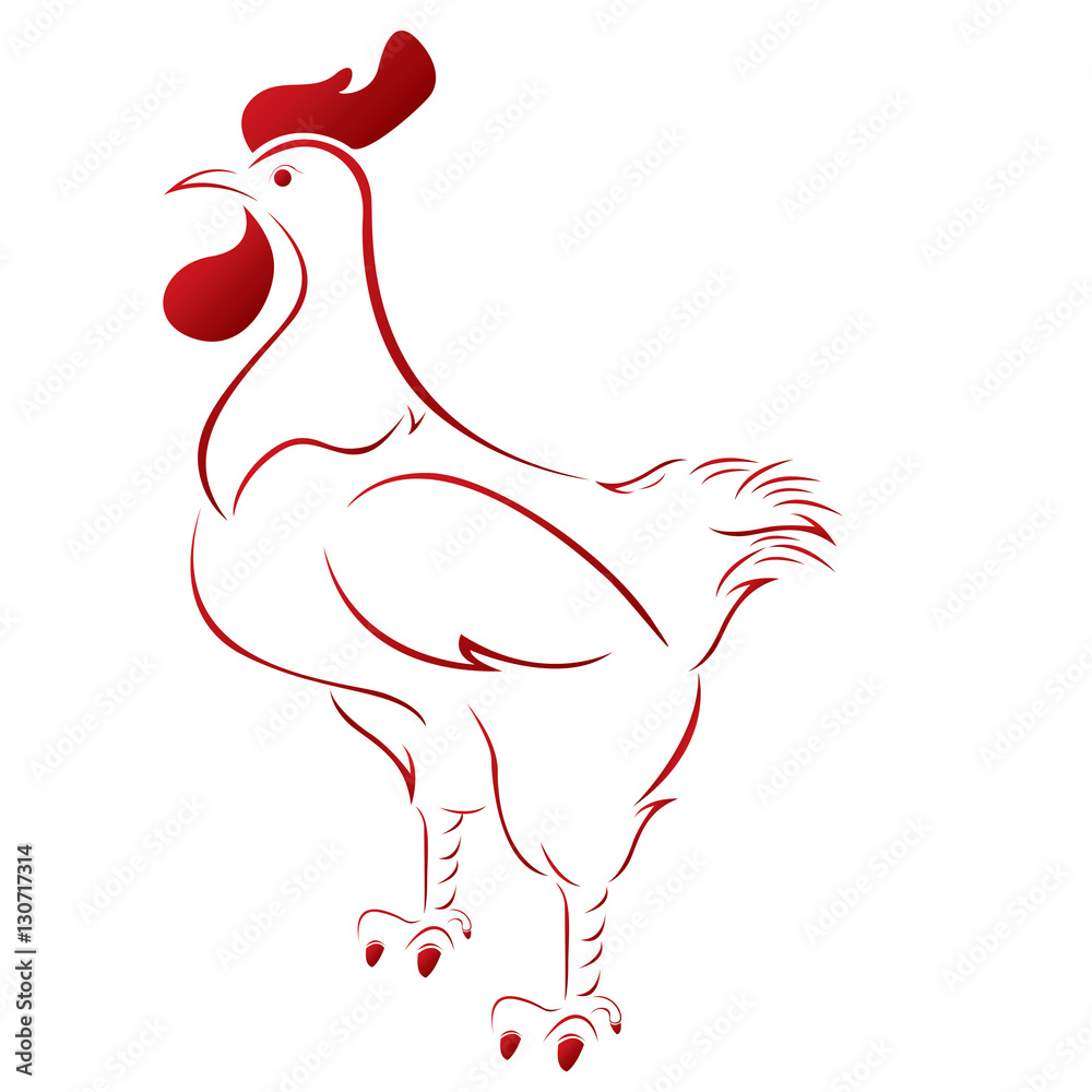 Stylized Chicken. Red Rooster on white background. Stock Vector | Adobe ...