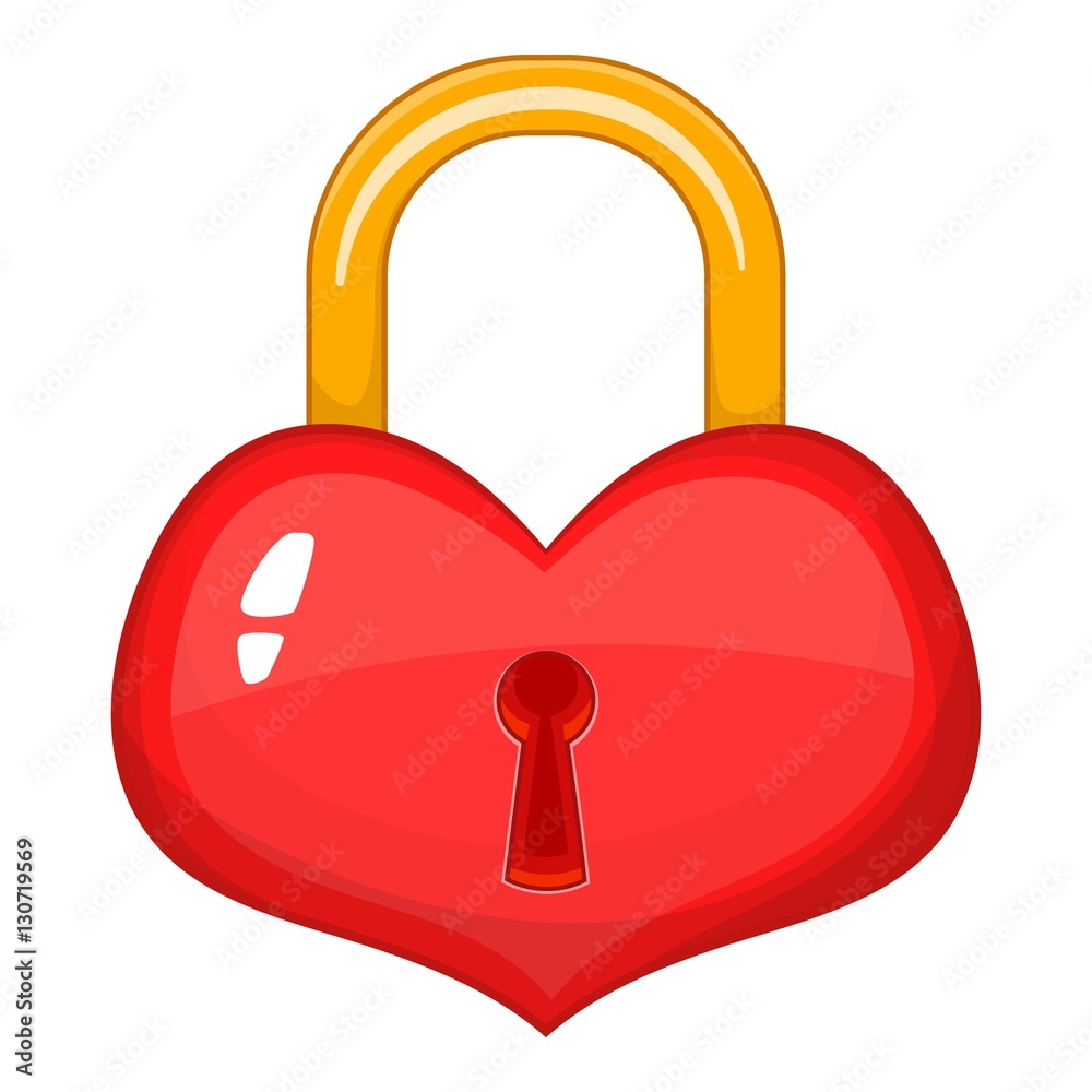Heart-shaped lock icon. Cartoon illustration of heart-shaped lock ...