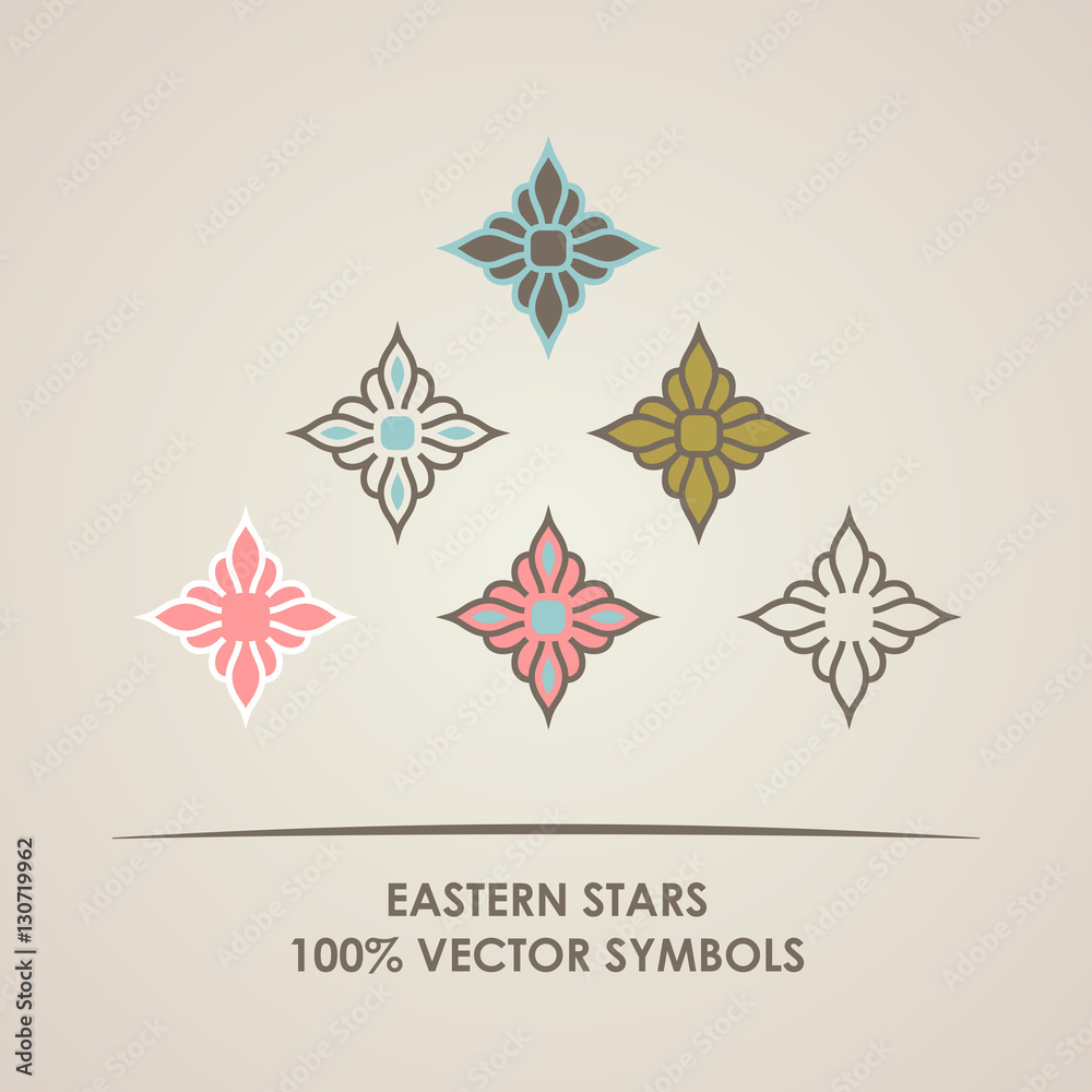 Geometric round Eastern star logo. Vector circular arabic ornamental ...