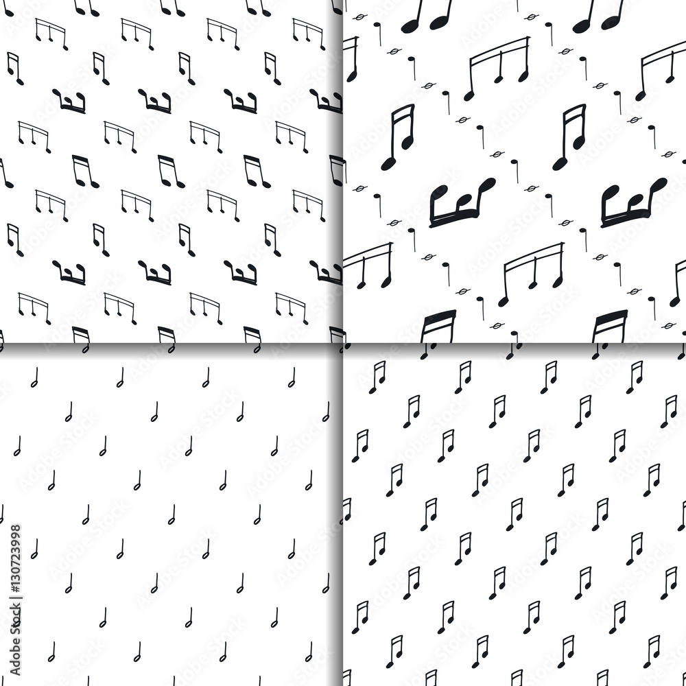 Music notes seamless pattern set Stock Vector | Adobe Stock