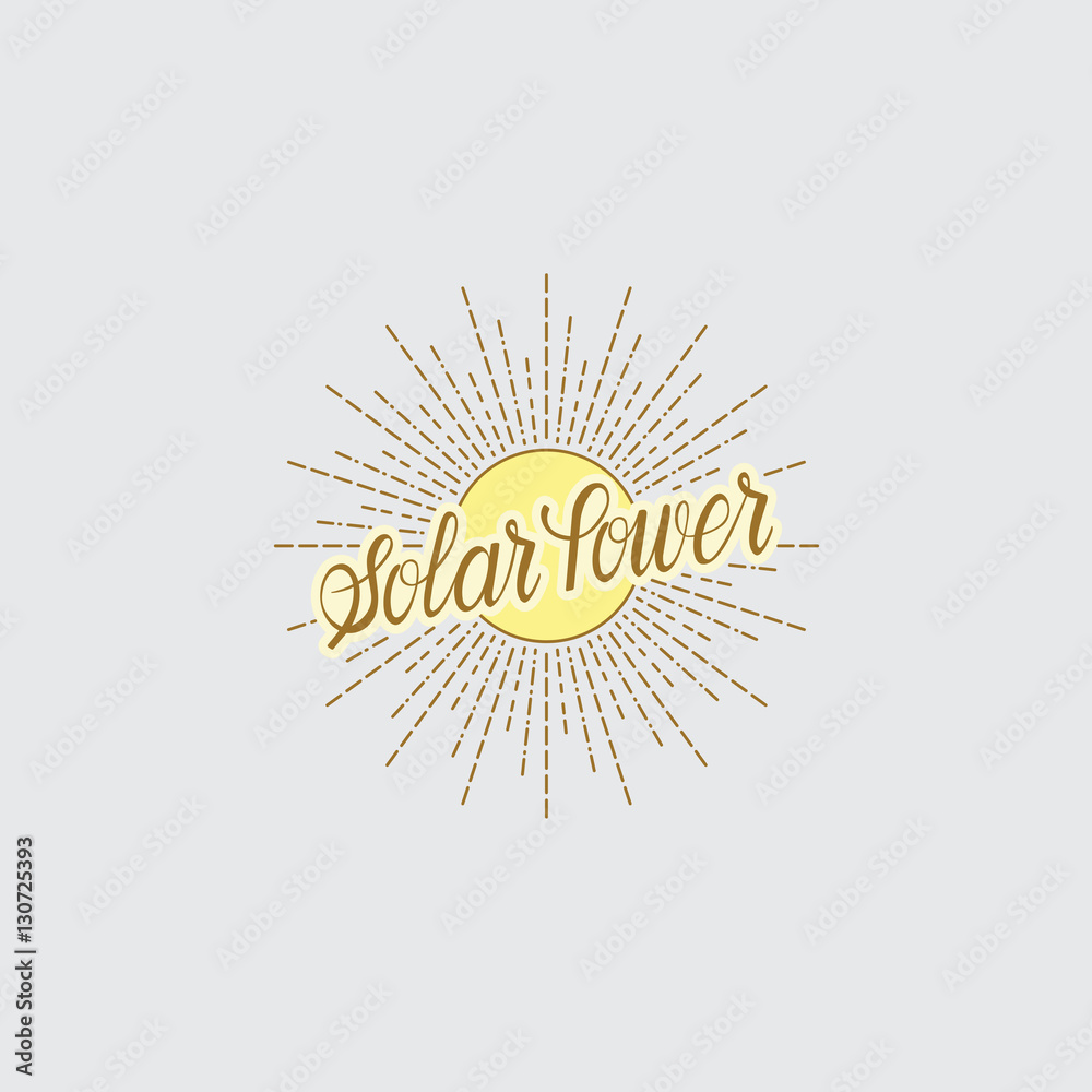 Renewable energy labels with hand lettered text 'Solar power' is Stock ...