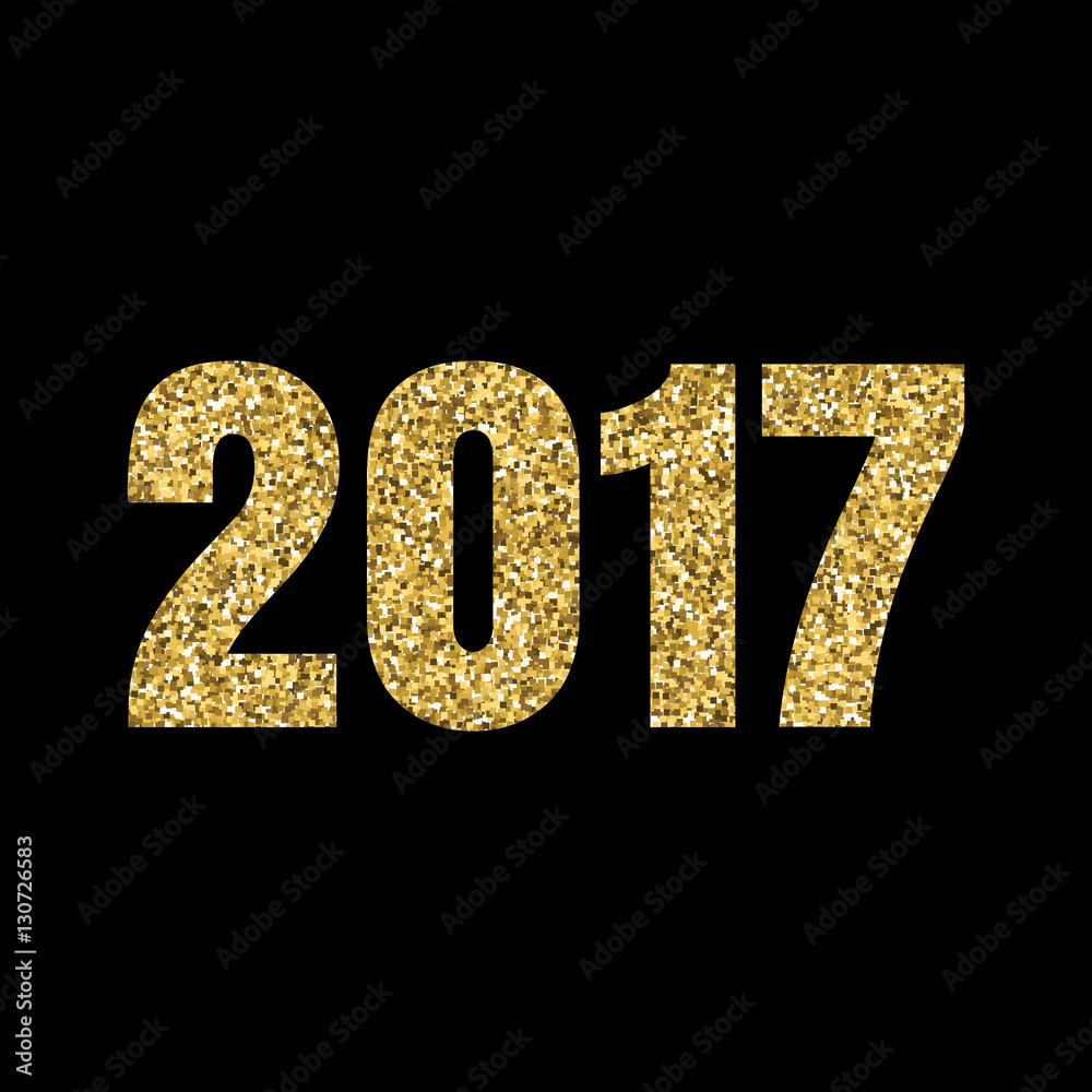 Shiny gold numbers 2017. Vector illustration Stock Vector | Adobe Stock