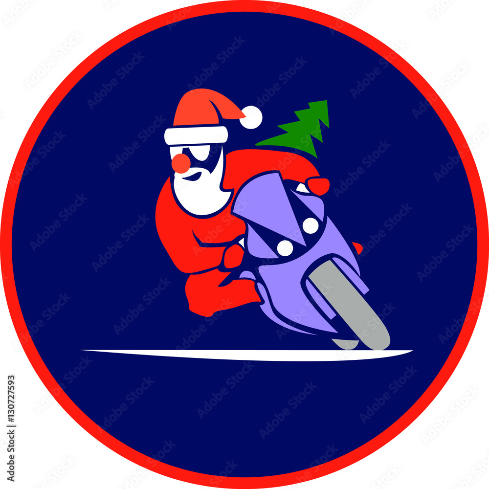 Santa on a motorcycle Stock Vector | Adobe Stock