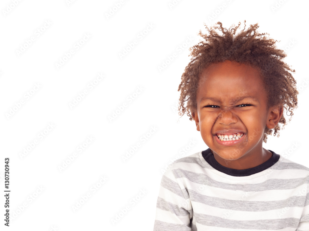 African child putting mean face Stock-Foto | Adobe Stock