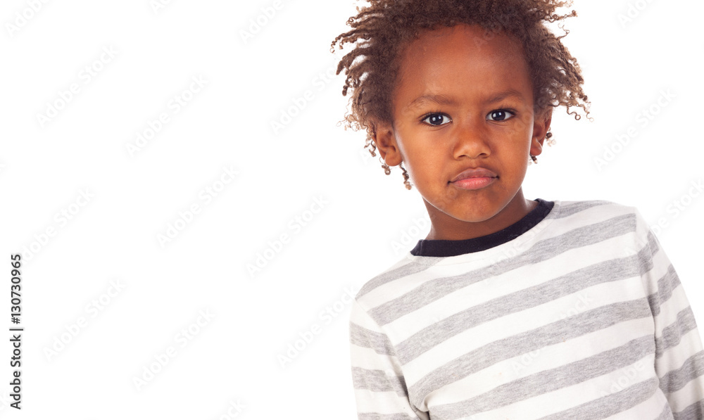 African child putting mean face Stock-Foto | Adobe Stock