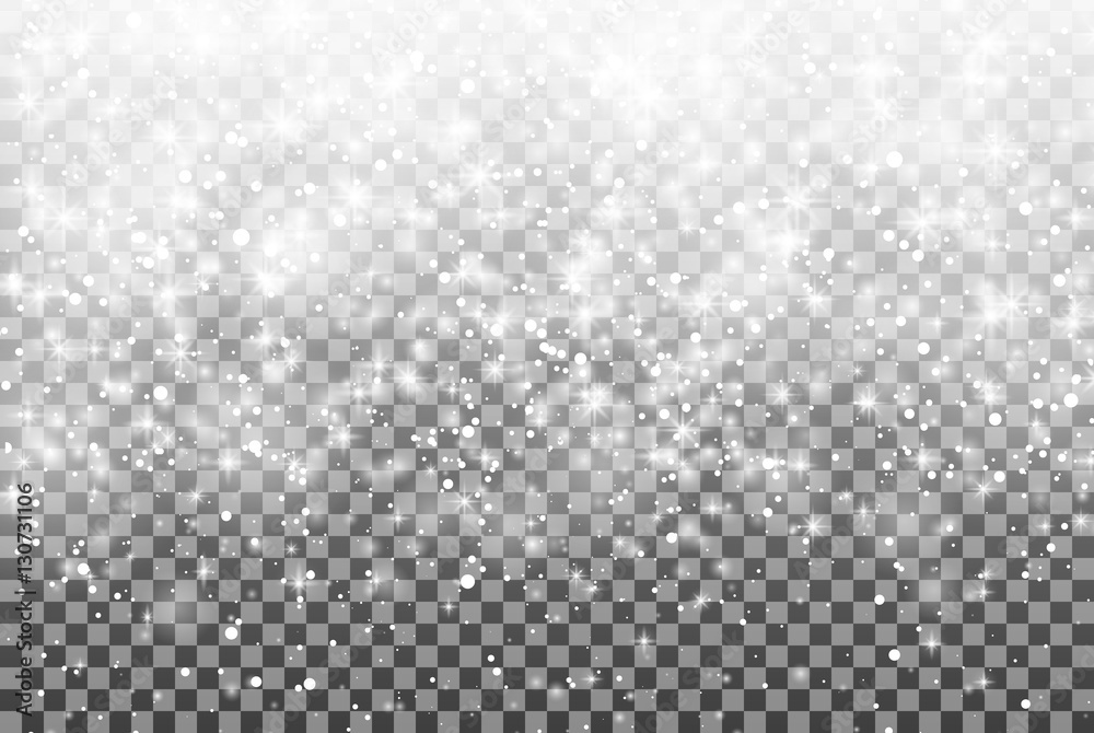 Falling snow on a transparent background. Vector illustration 10 EPS ...