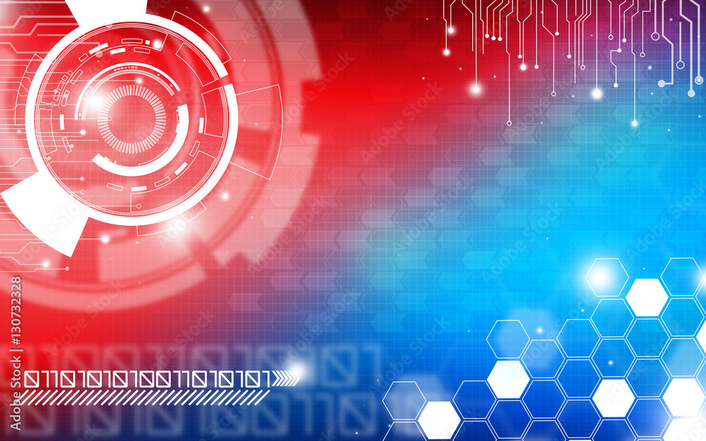 Blue and Red technology background and abstract digital tech circle ...